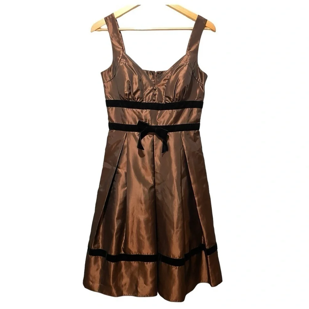 BCBG Paris | Dresses | Bcbg Paris Brownbronze Fit And Flare Taffeta ...